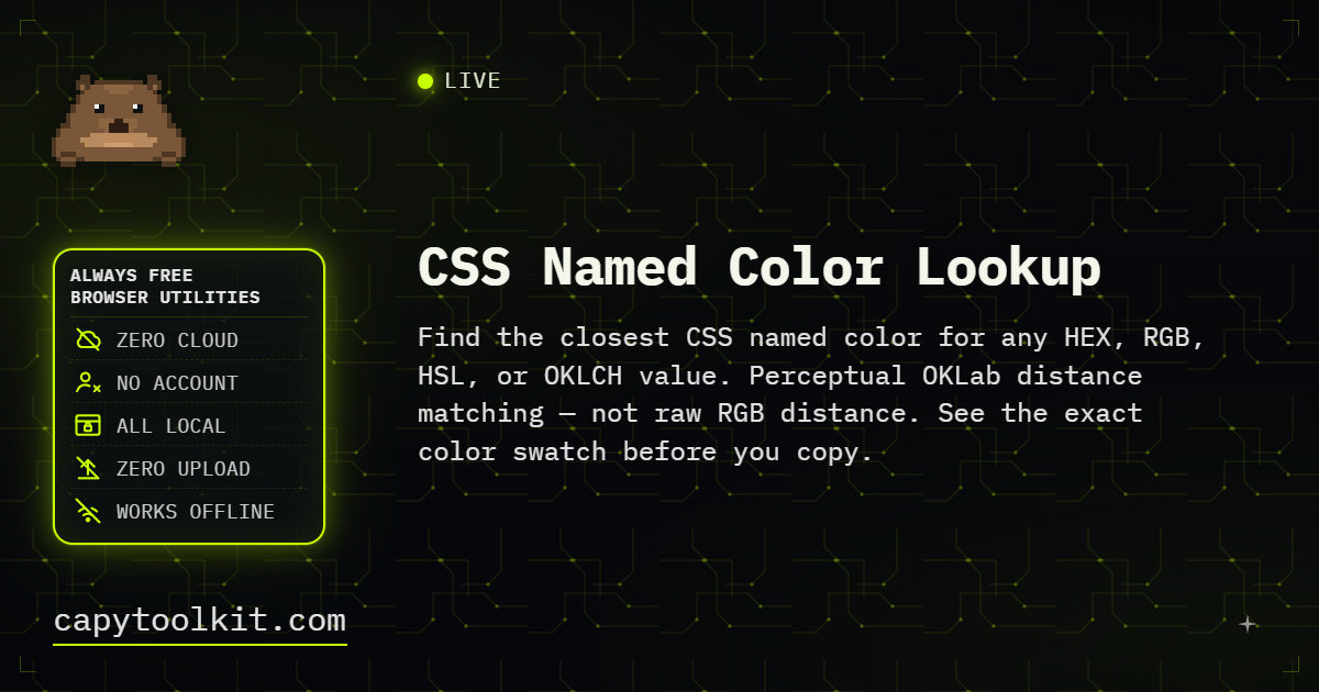 CSS Named Color Lookup | CapyToolkit
